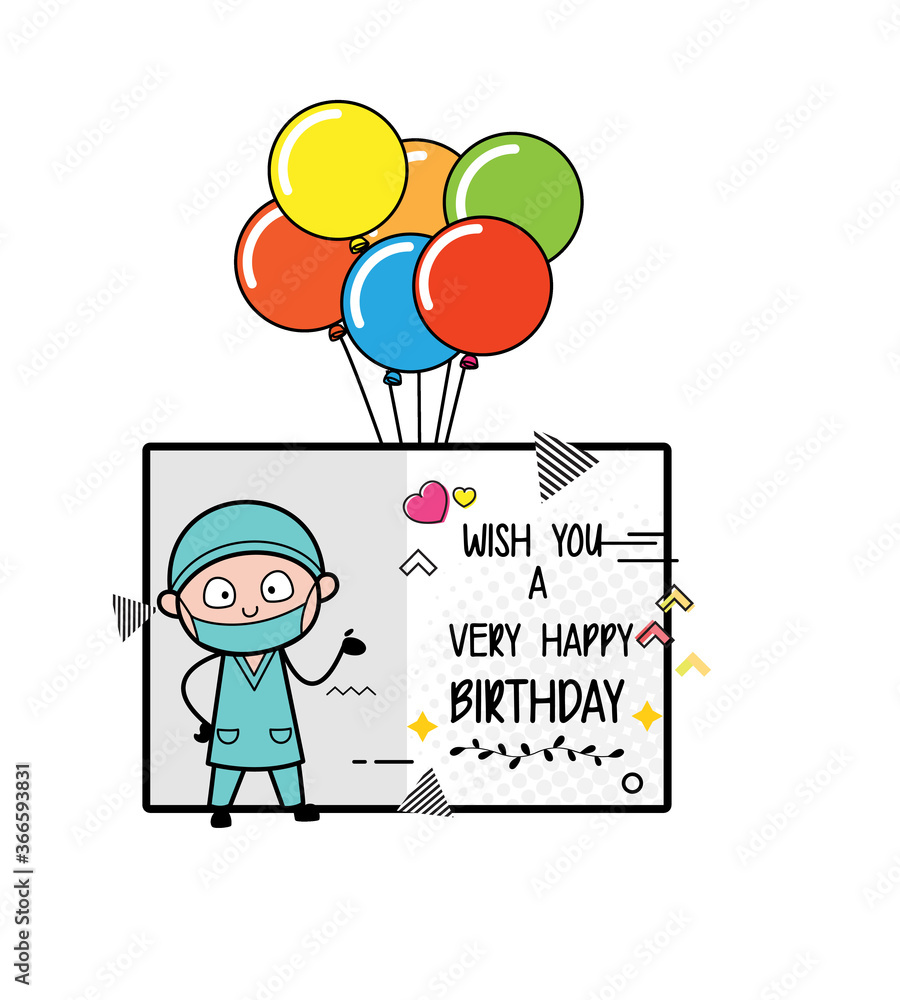 Cartoon Surgeon Happy Birthday Wishes Stock Vector | Adobe Stock