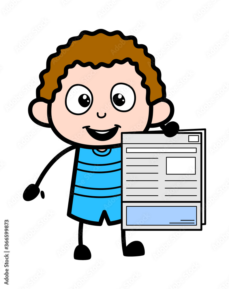 Cartoon Kid holding a newspaper Stock Vector | Adobe Stock