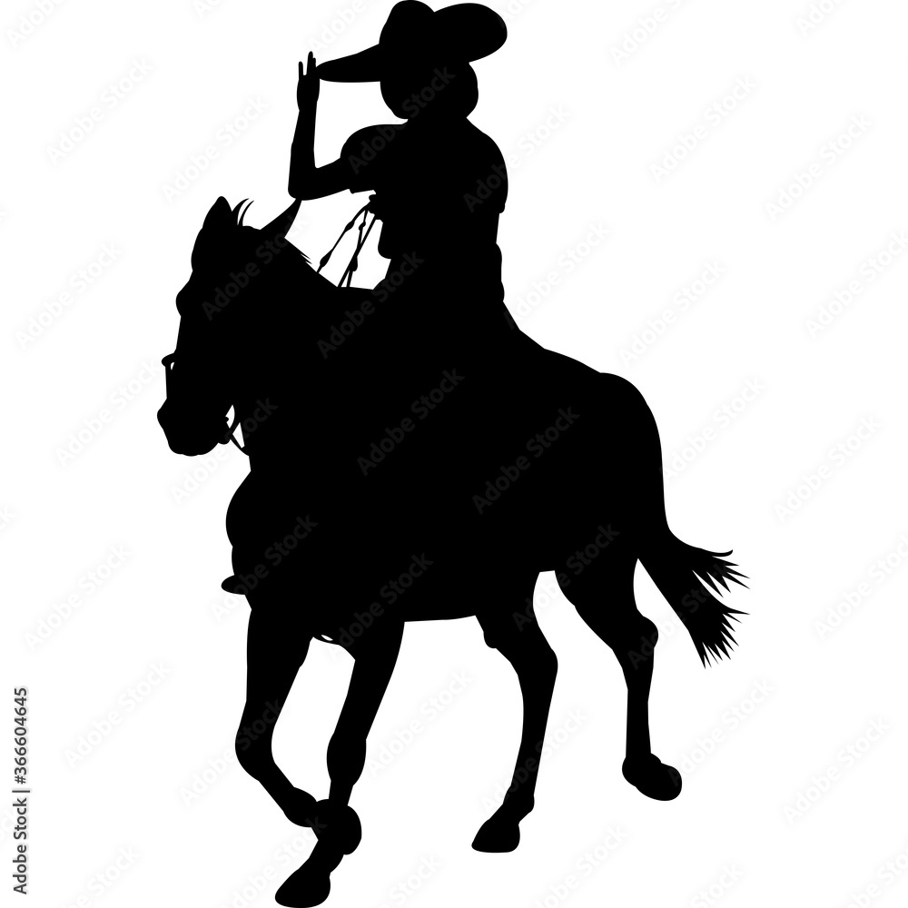 Escaramuza Charra Silhouette Vector Stock Vector | Adobe Stock