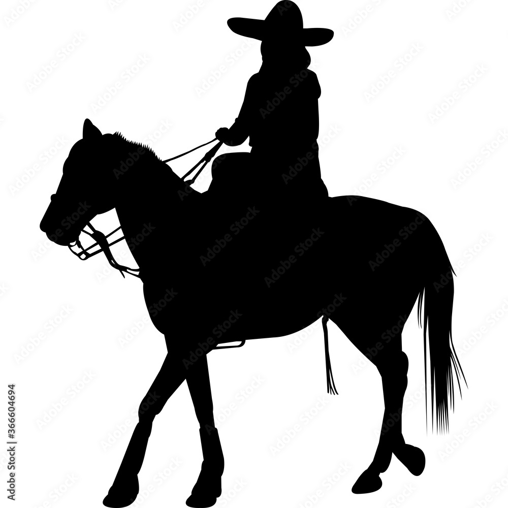 Escaramuza Charra Silhouette Vector Stock Vector | Adobe Stock