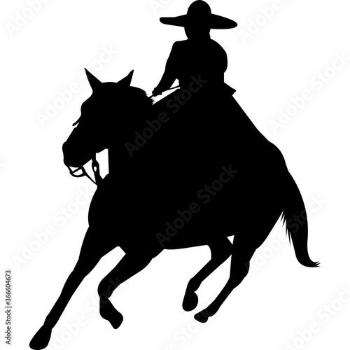 Escaramuza Charra Silhouette Vector Stock Vector | Adobe Stock