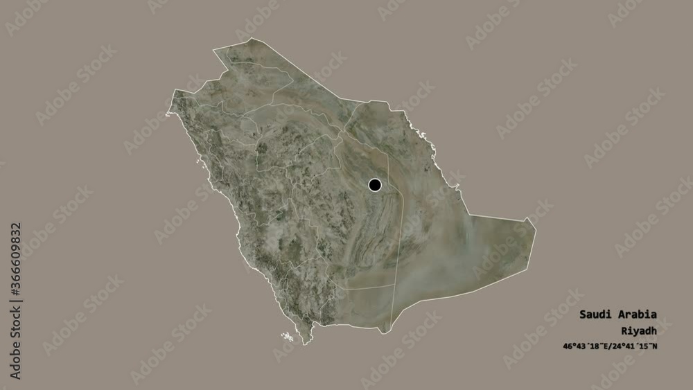 Al Madinah, region of Saudi Arabia, with its capital, localized ...