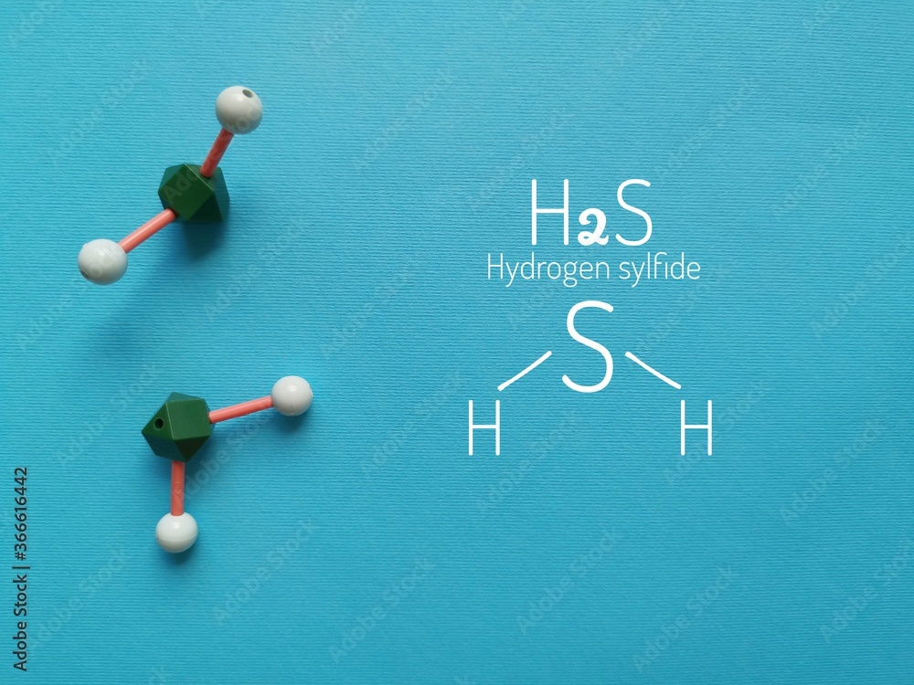 Structural chemical formula and molecular structure model of hydrogen ...