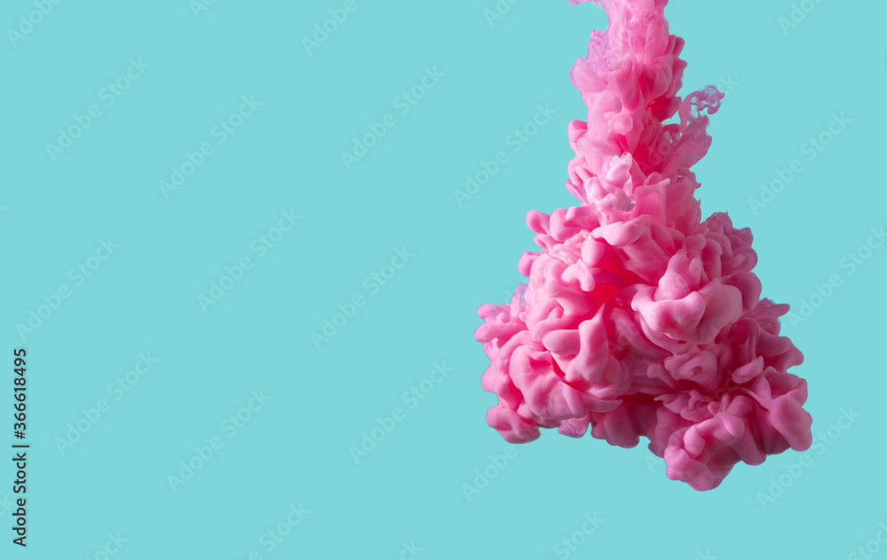 Pink pain cloud isolated on abstract pastel mint green color background Stock 写真 | Adobe Stock