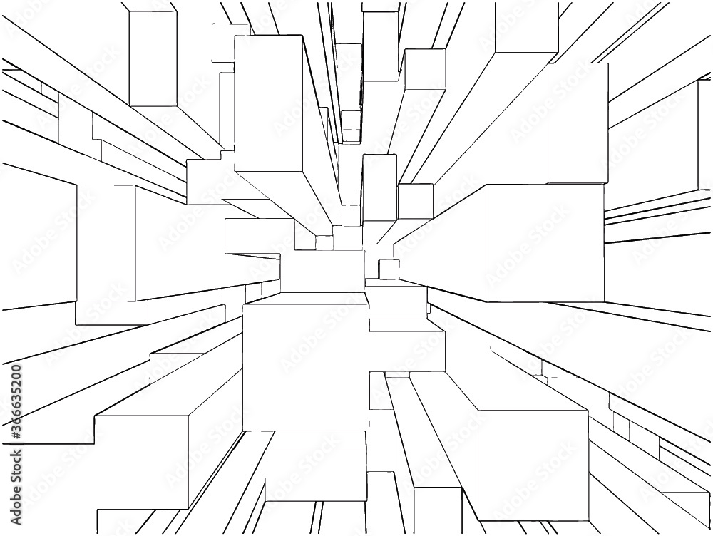 Abstract Urban City Of The Cube Vector. Illustration Isolated On White ...