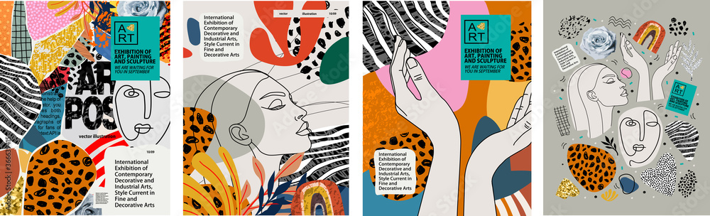 Abstract art posters for an art exhibition: music, literature or ...