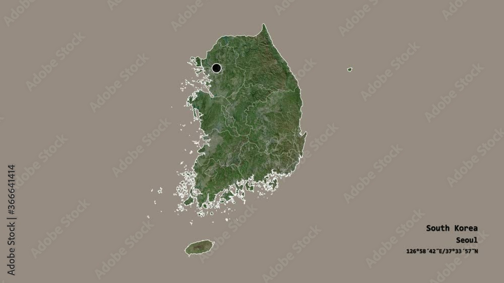 Gyeongsangbuk-do, province of South Korea, with its capital, localized ...