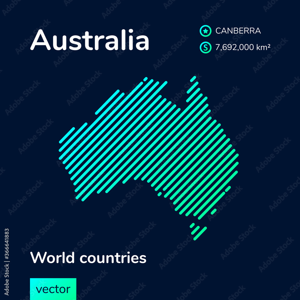 Australia vector stylized map in blue and green colors Stock Vector ...