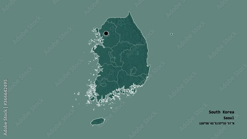 Ulsan, metropolitan city of South Korea, with its capital, localized ...