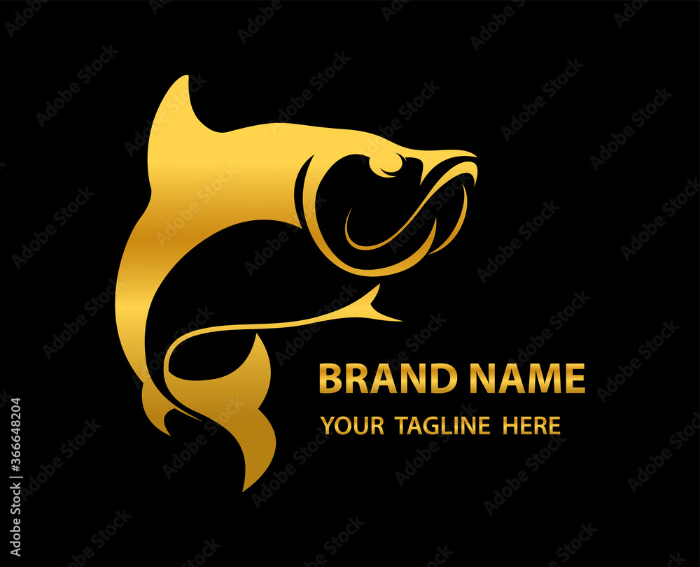 Gold Fish logo Stock Vector | Adobe Stock
