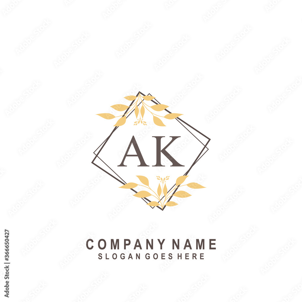Initial AK beauty monogram and elegant logo design, handwriting logo of ...