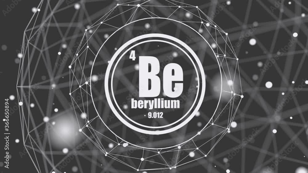 Beryllium chemical element of periodic table. Sign with atomic number ...