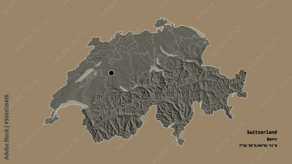 Graubünden, canton of Switzerland, with its capital, localized ...