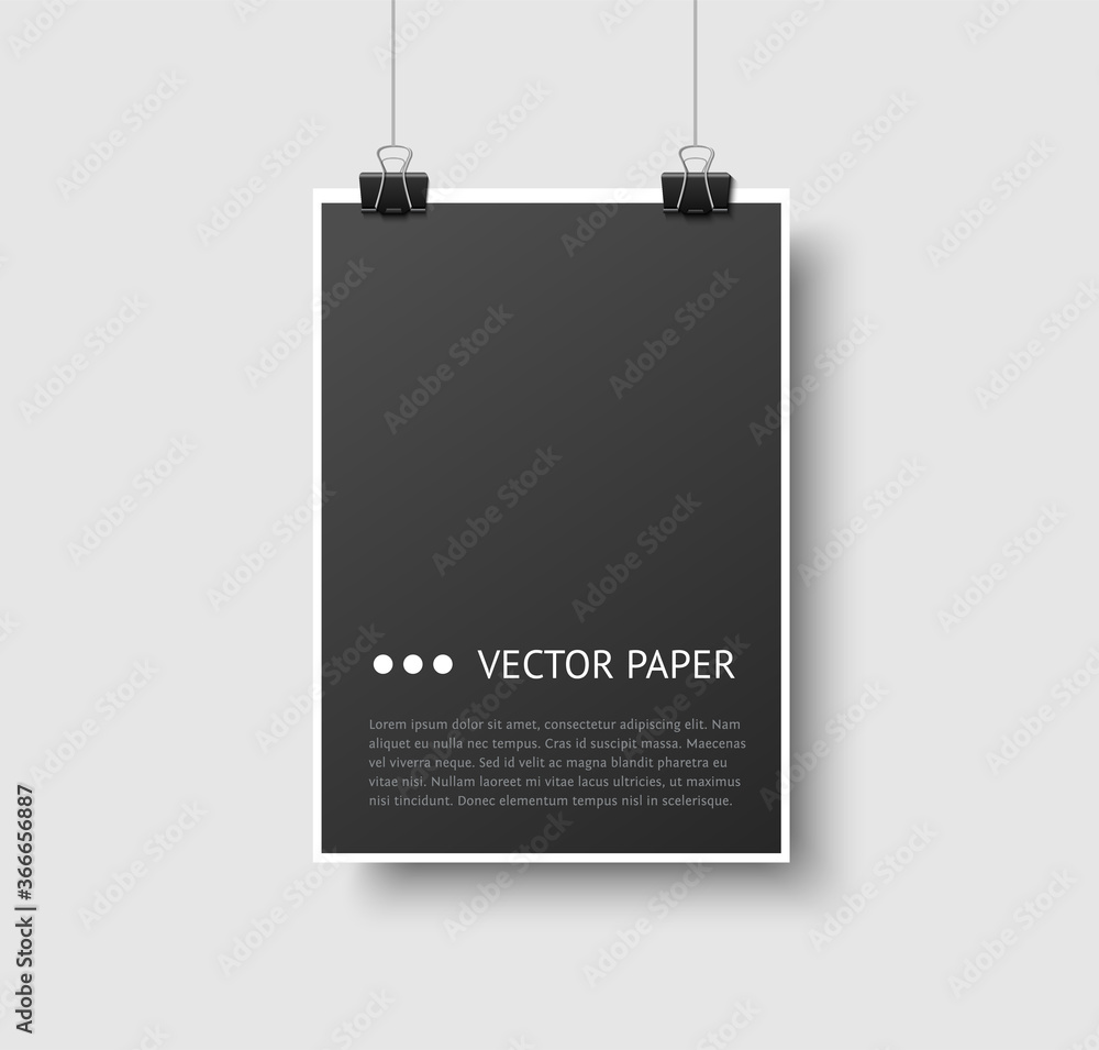 Black paper poster. Vector template of a paper sheet for poster and ...