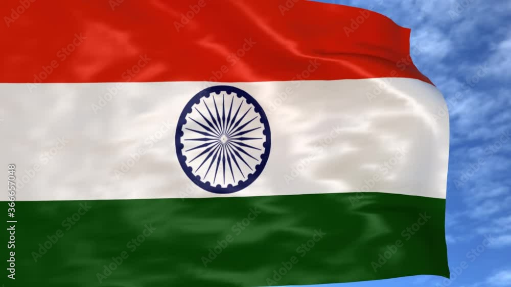 INDIAN FLAG WAVING IN THE SKY ON 15 AUGUST INDEPENDENCE DAY / REPUBLIC ...