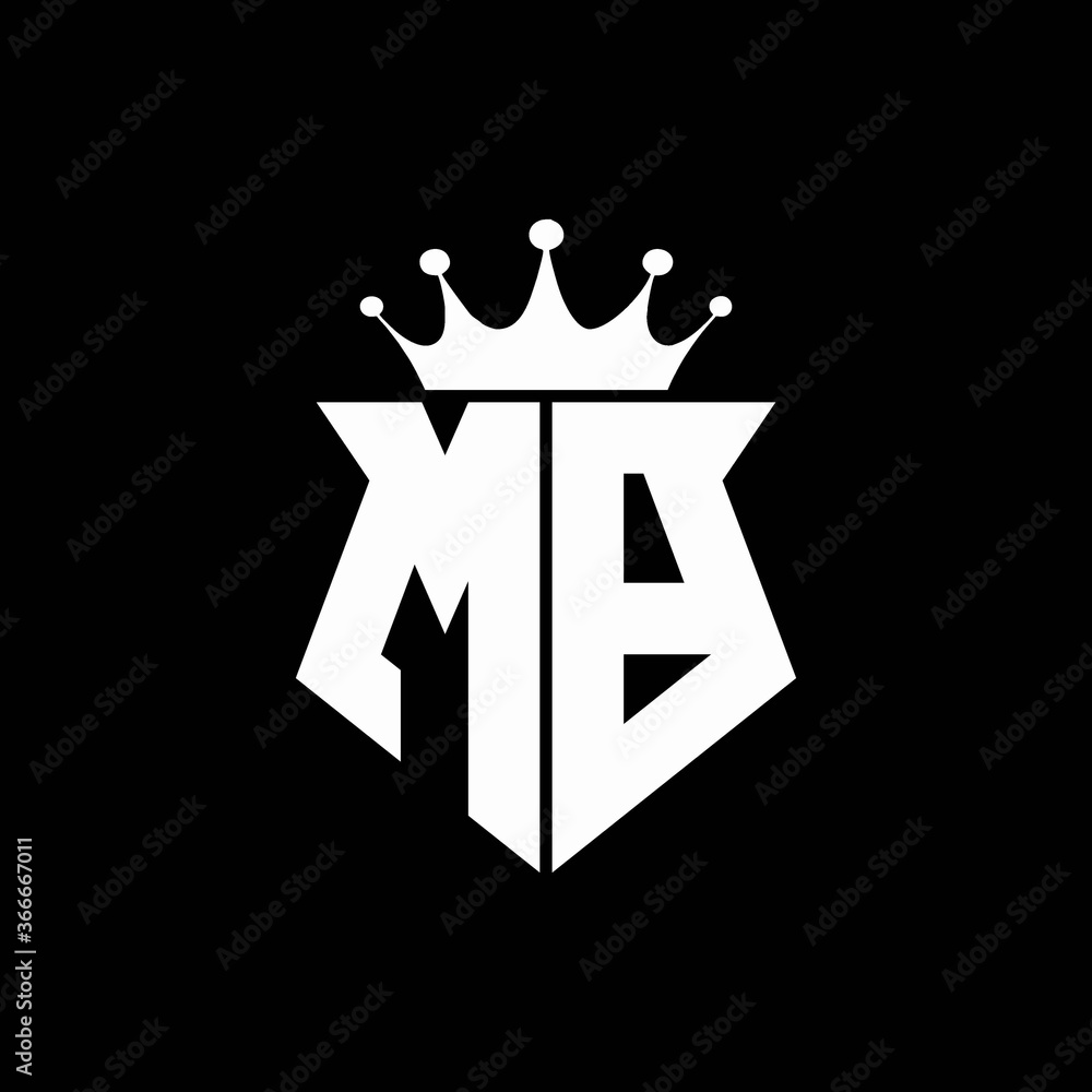 mb logo monogram shield shape with crown design template Stock Vector ...