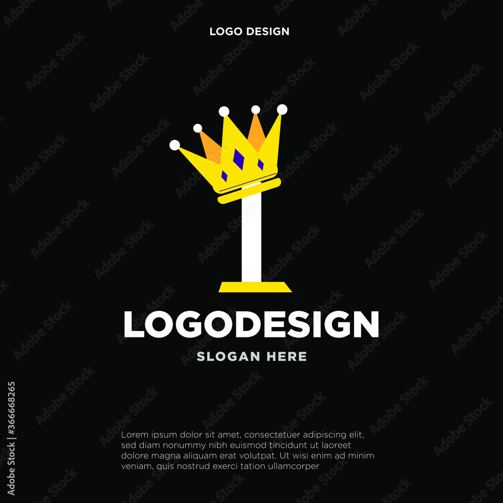 Elegant letter I with crown logo design vector. Luxury queen logo ...
