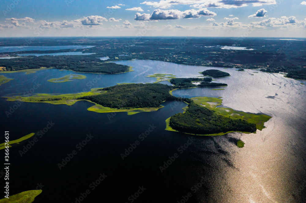 Top view of the Snudy and Strusto lakes in the Braslav lakes National ...