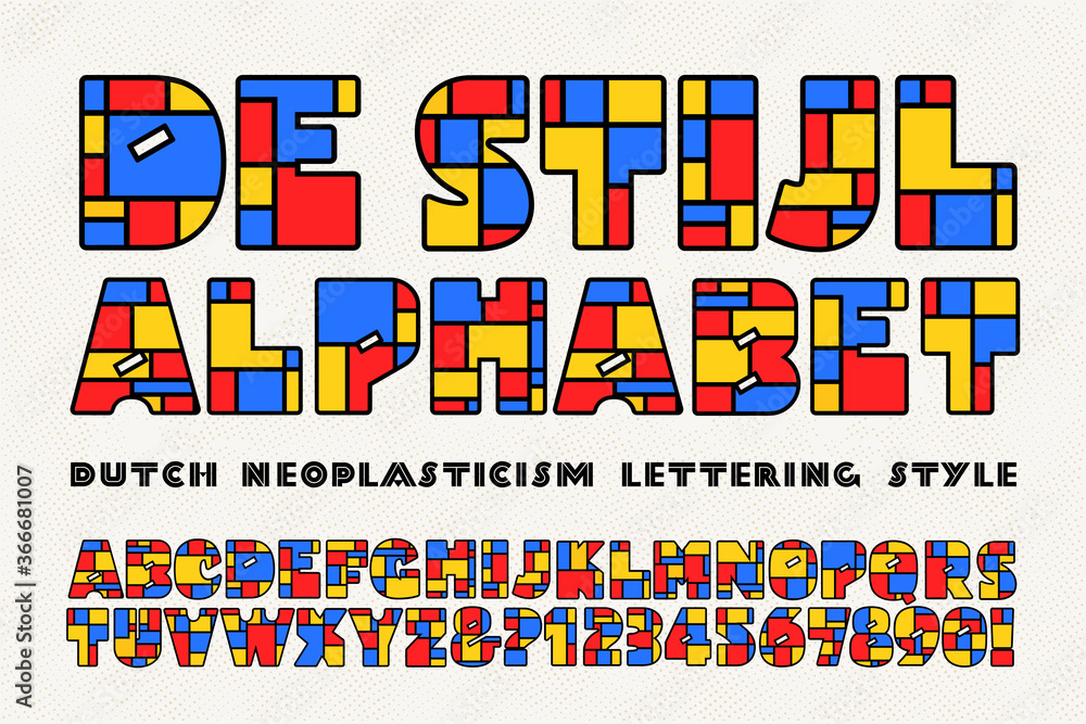De Stijl alphabet is a Lettering Style Inspired by the Dutch ...