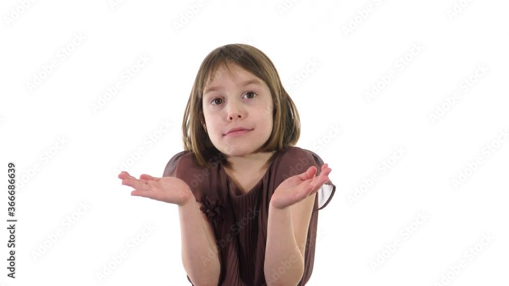 Shoulder shrug gesture. Shoulder shrug, we see that girl does not know ...