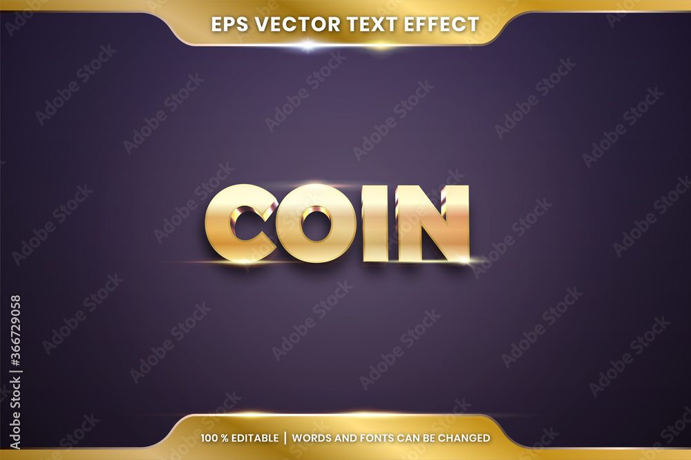 Editable 3d text effect styles mockup concept - Coin words with ...