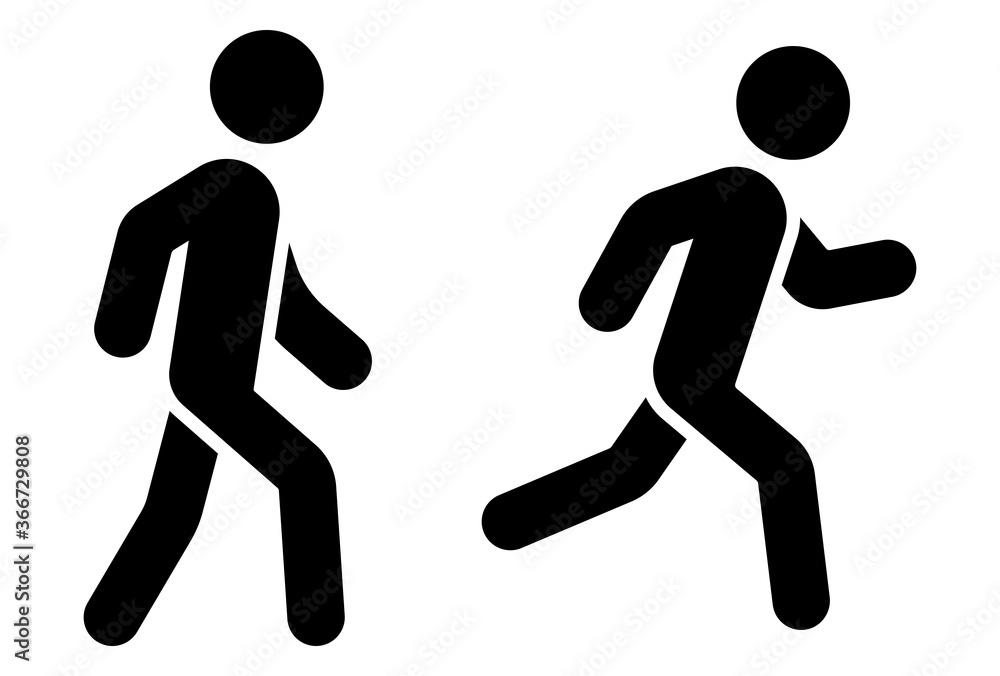 Walk icon. Run icon. Walking and running sign. Vector Stock Vector ...