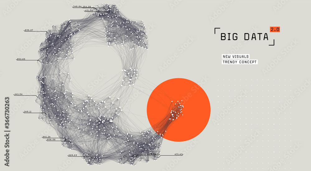 Big data visual representation. Cluster analysis visualization. Advanced analytics. Global ...
