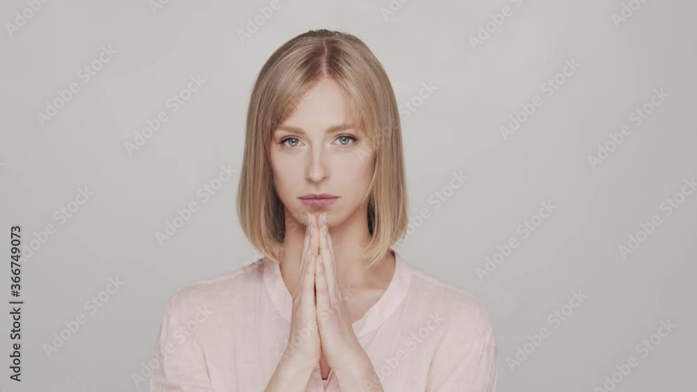 Portrait of sad and depressive young blond woman. Upset, repressed and ...