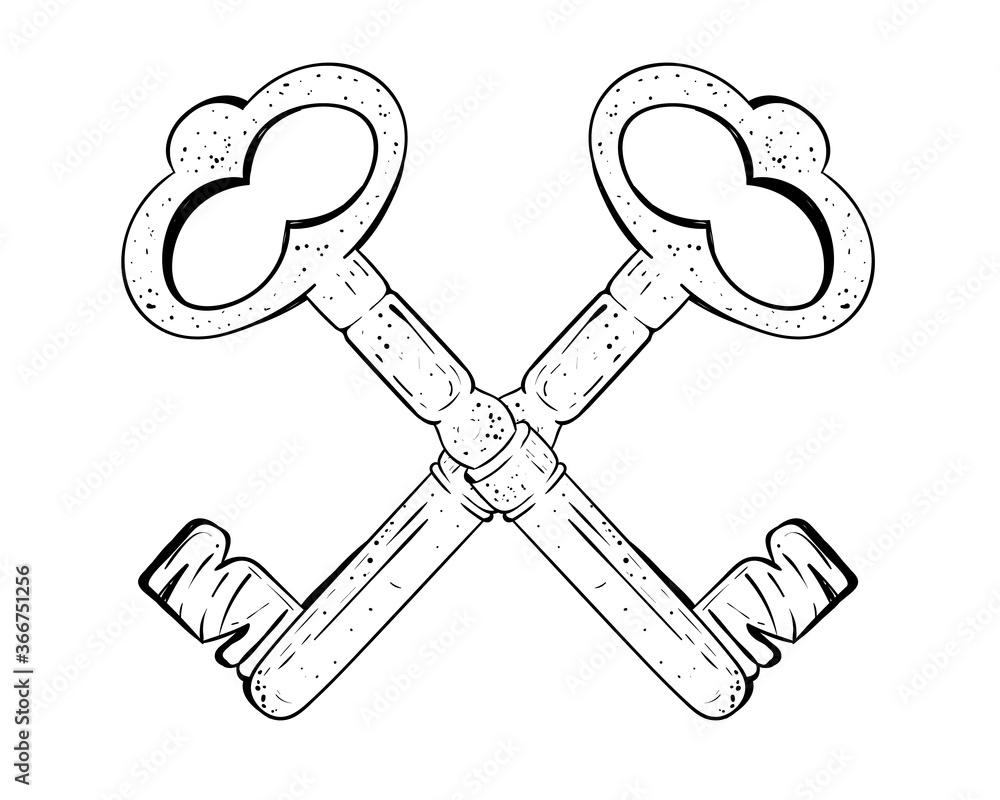 Crossed keys vintage antique turnkeys vector logo Stock Vector | Adobe ...