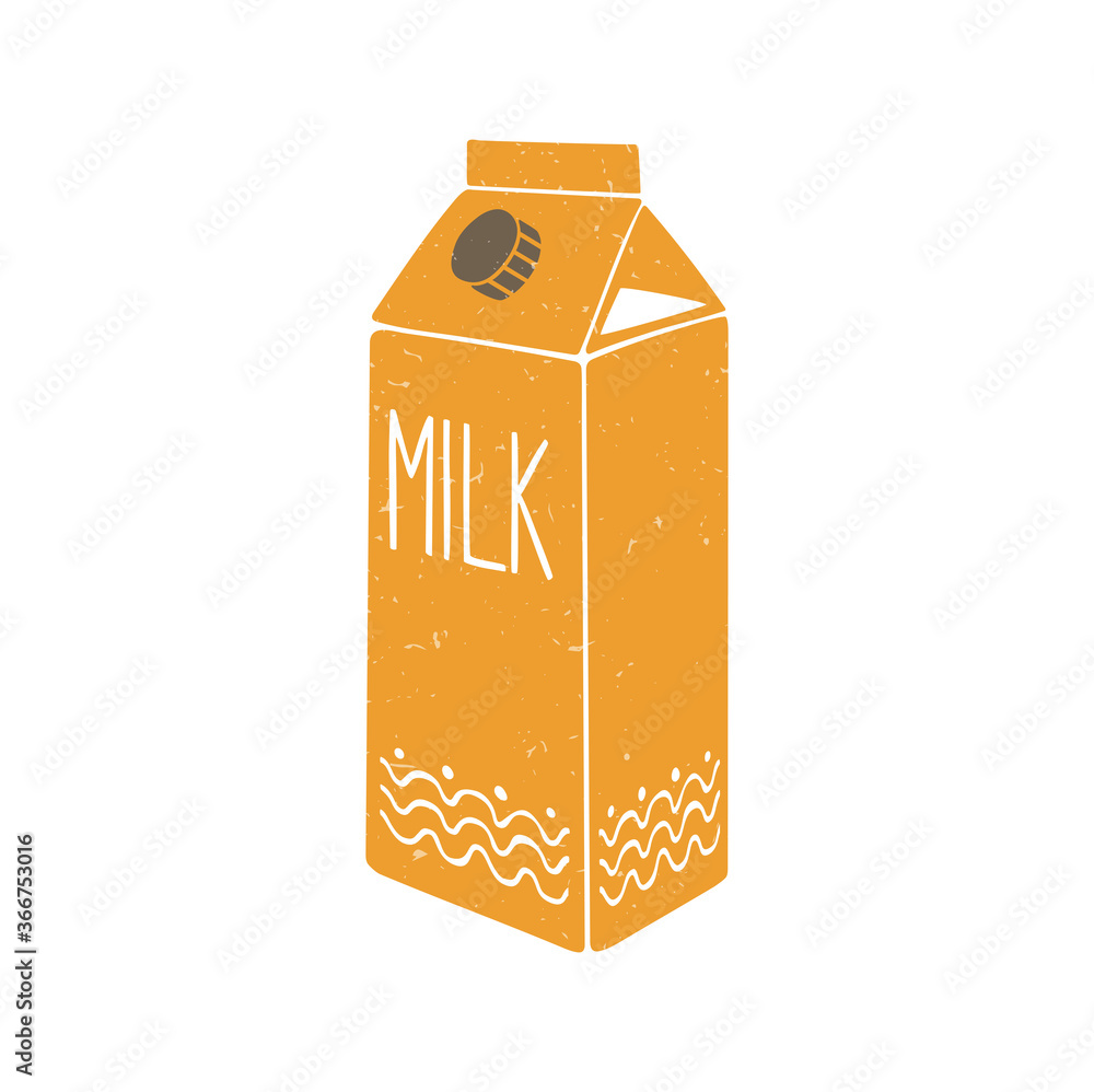 Cute milk carton box isolated on a transparent background. Vector ...