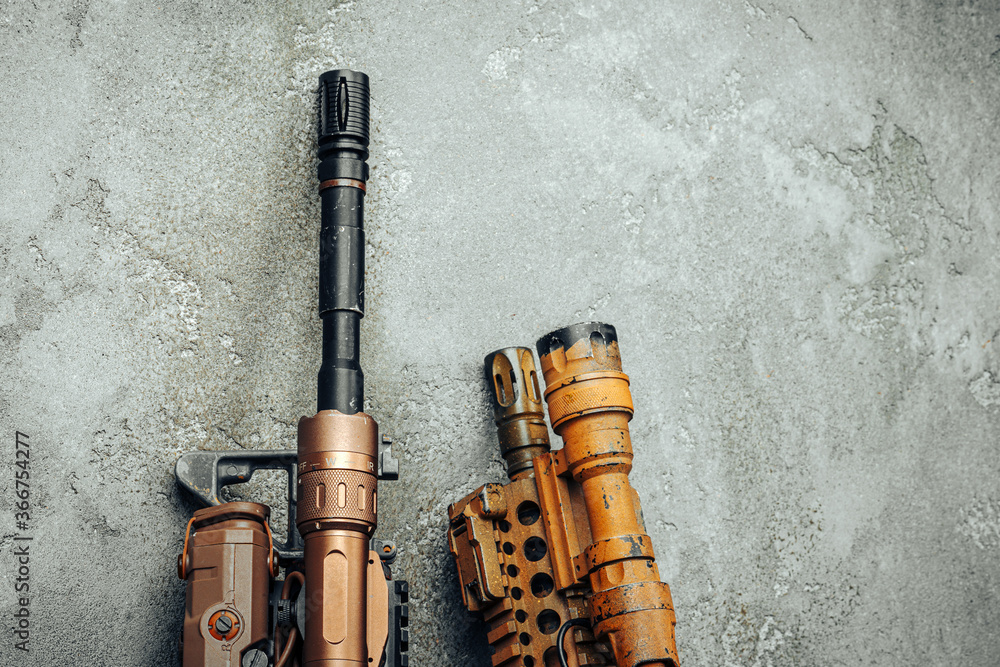 Modern weapon series. US Army assault rifle, close up. Stock Photo ...