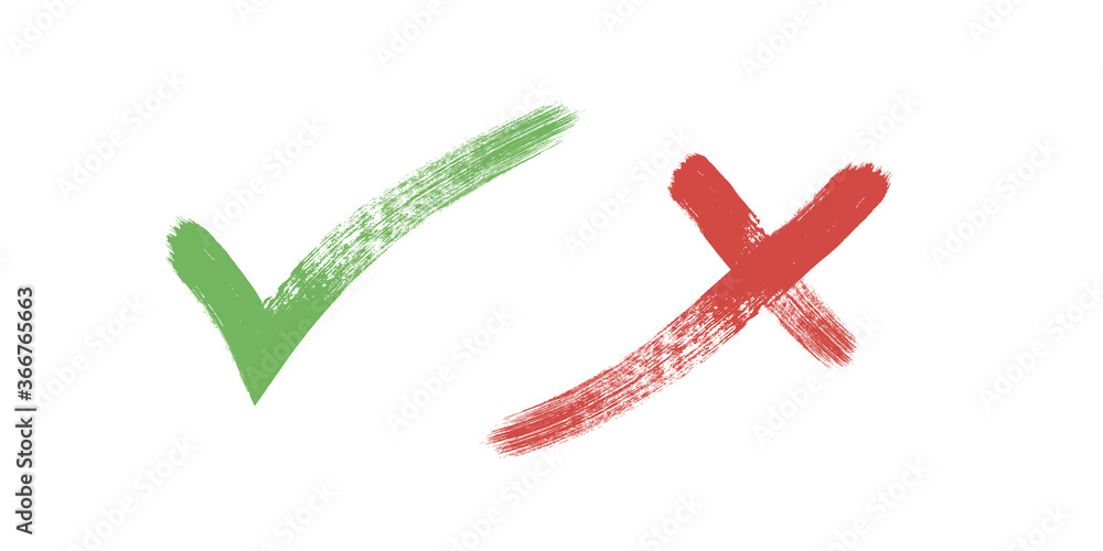 Tick and Cross sign elements. vector buttons for vote, election choice ...