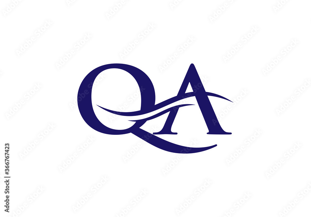 Water Wave Qa Logo Vector Swoosh Letter Qa Logo Design For Business