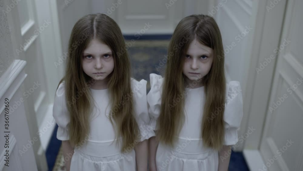 Blood-chilling ghost twins looking up at cam, terrible supernatural ...