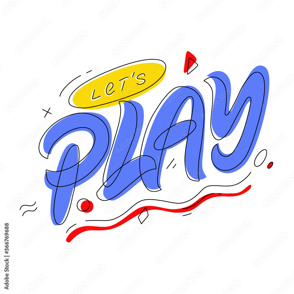 Lets Play. Hand lettering colorful logo. Design for banners, prints and ...