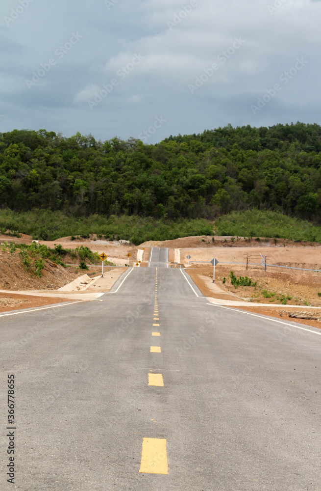 Beautiful local asphalt road way in Mae Moh district, Lampang Province ...