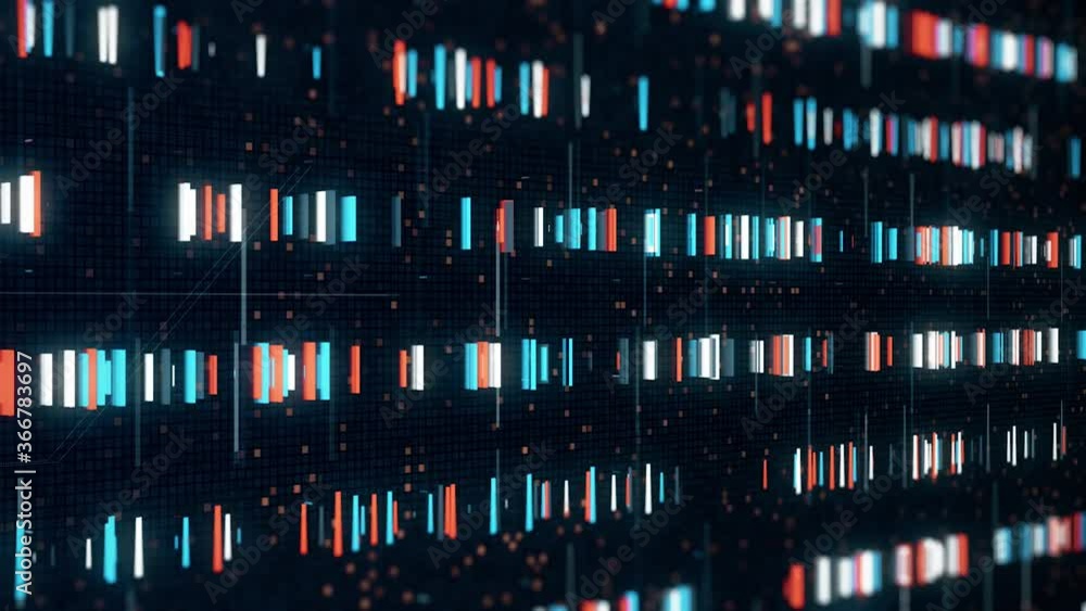 3D electronic background with moving neon stripes. Animation. Neon ...