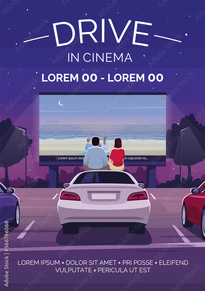 Drive in cinema poster template. Film premiere. Public event ...
