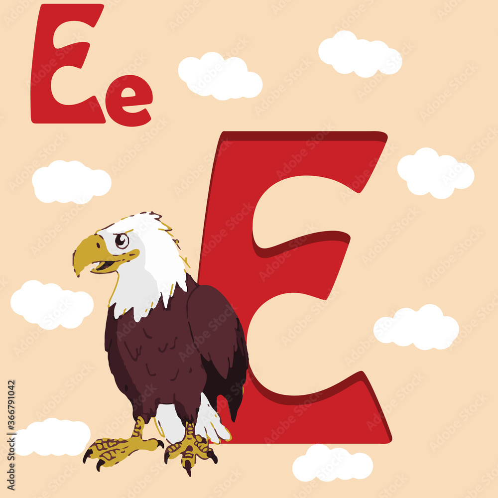 alphabet letter E, E for Eagle. ABC TO Z , Colorful animal alphabet ...