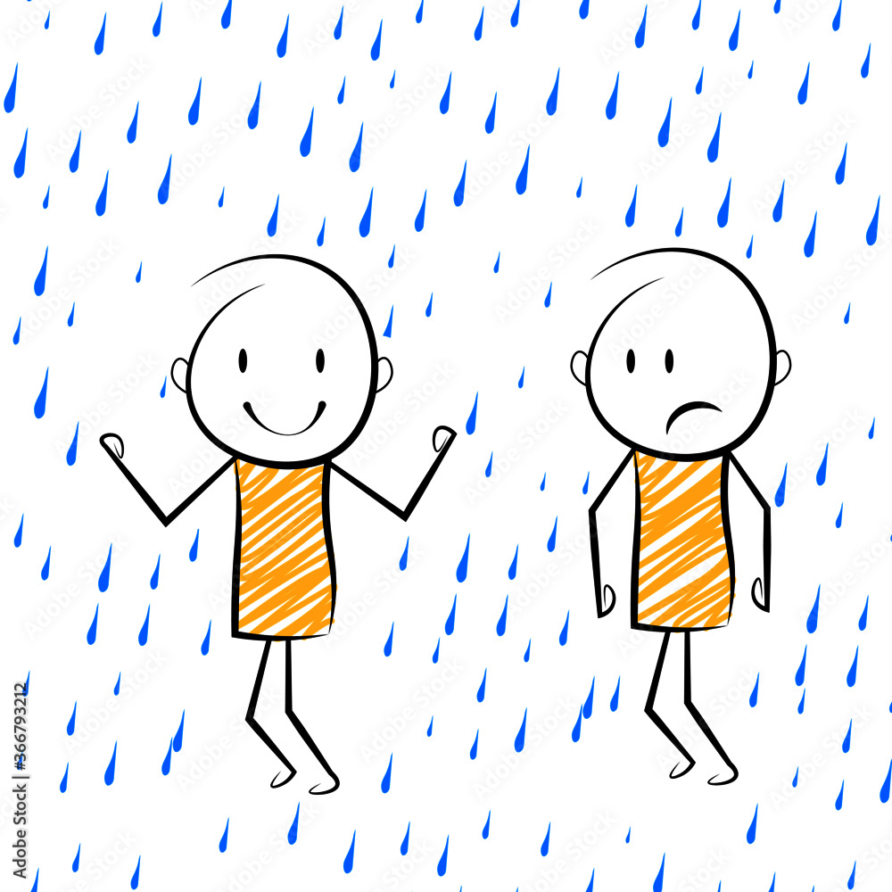 cartoon stickman: rainy season,rain, umbrella, protected,business ...