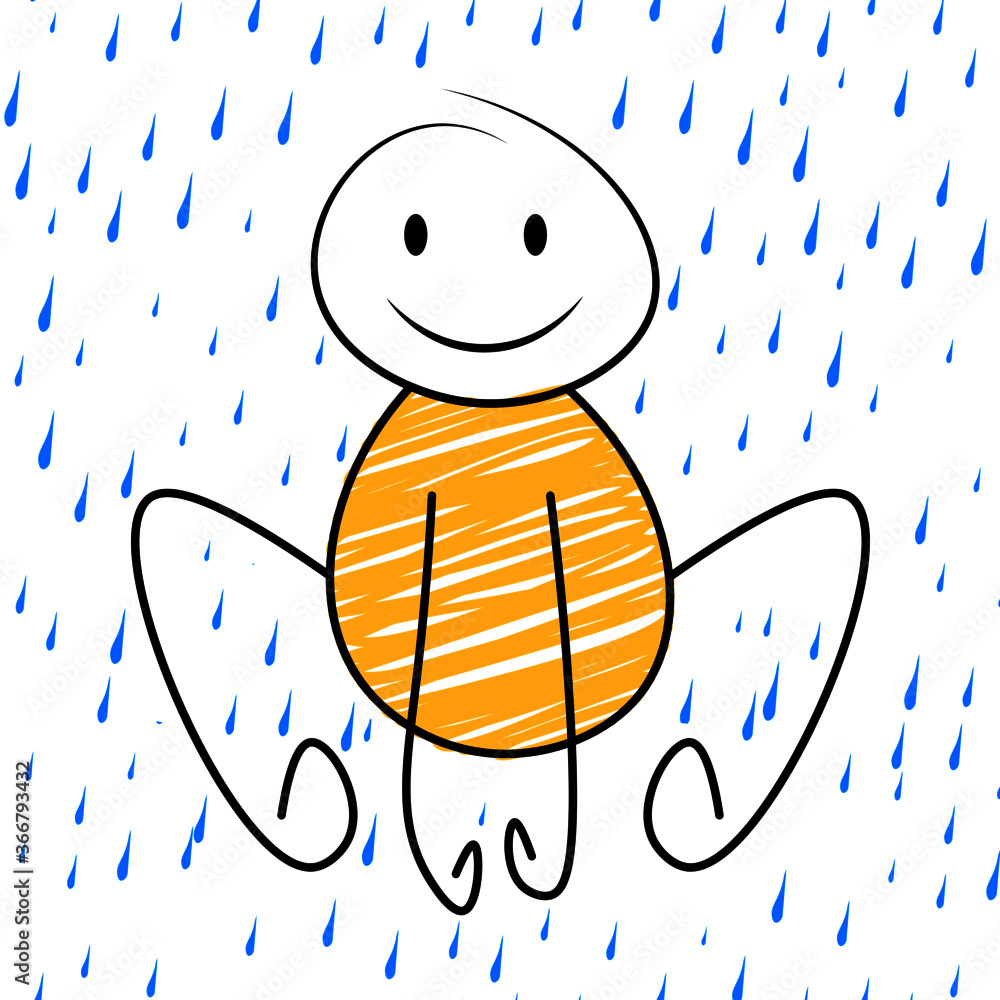 cartoon stickman: rainy season,rain,monsoon,business concept,doodle art ...