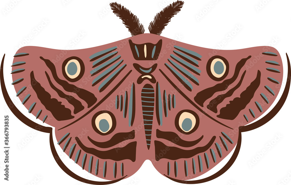Moth butterfly vector clipart illustration hand drawn Stock Vector ...