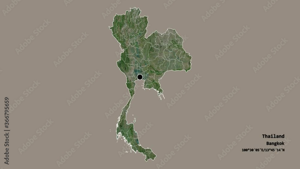 Nong Khai, province of Thailand, with its capital, localized, outlined ...