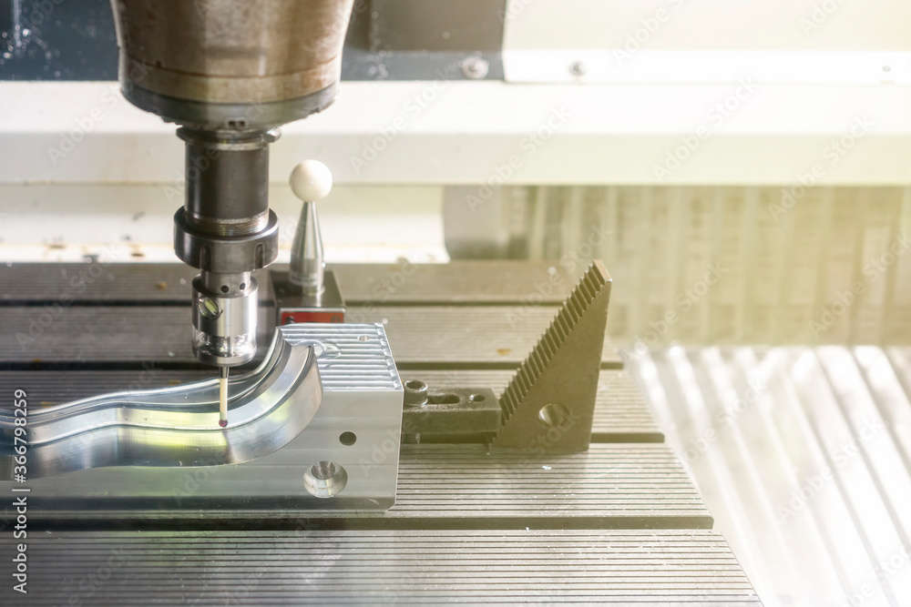 close up automatic coordinate measuring probe during inspection ...