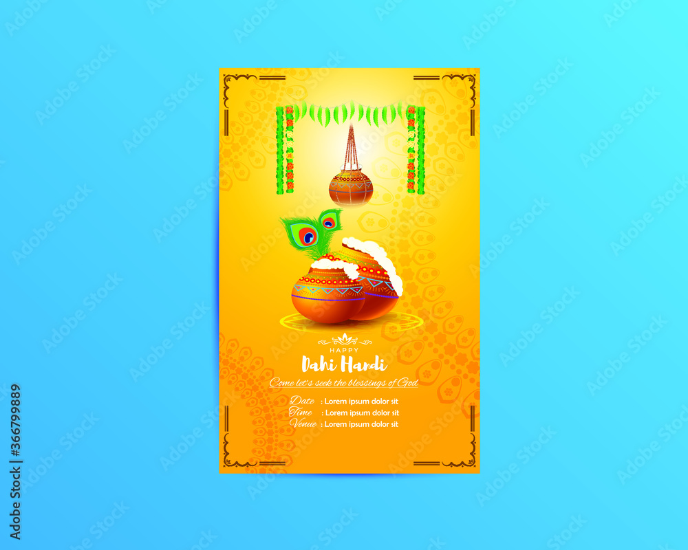 vector illustration for Indian festival Dahi Handi written text means ...