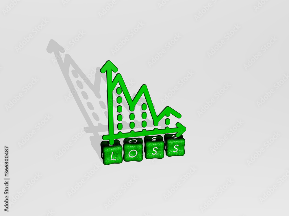 3D representation of loss with icon on the wall and text arranged by ...