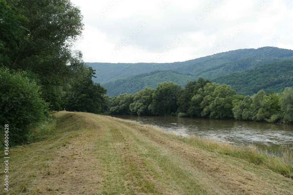 Anti flood hill artificially built around basin of Hron River in Region ...