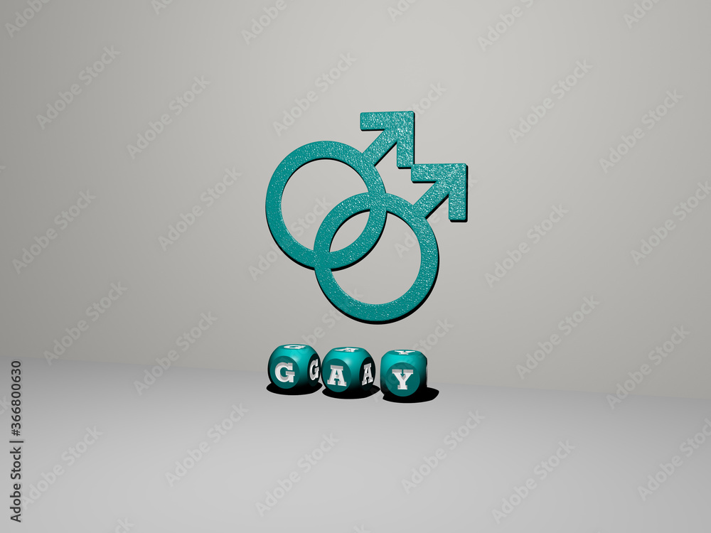 3D graphical image of GAY vertically along with text built by metallic ...