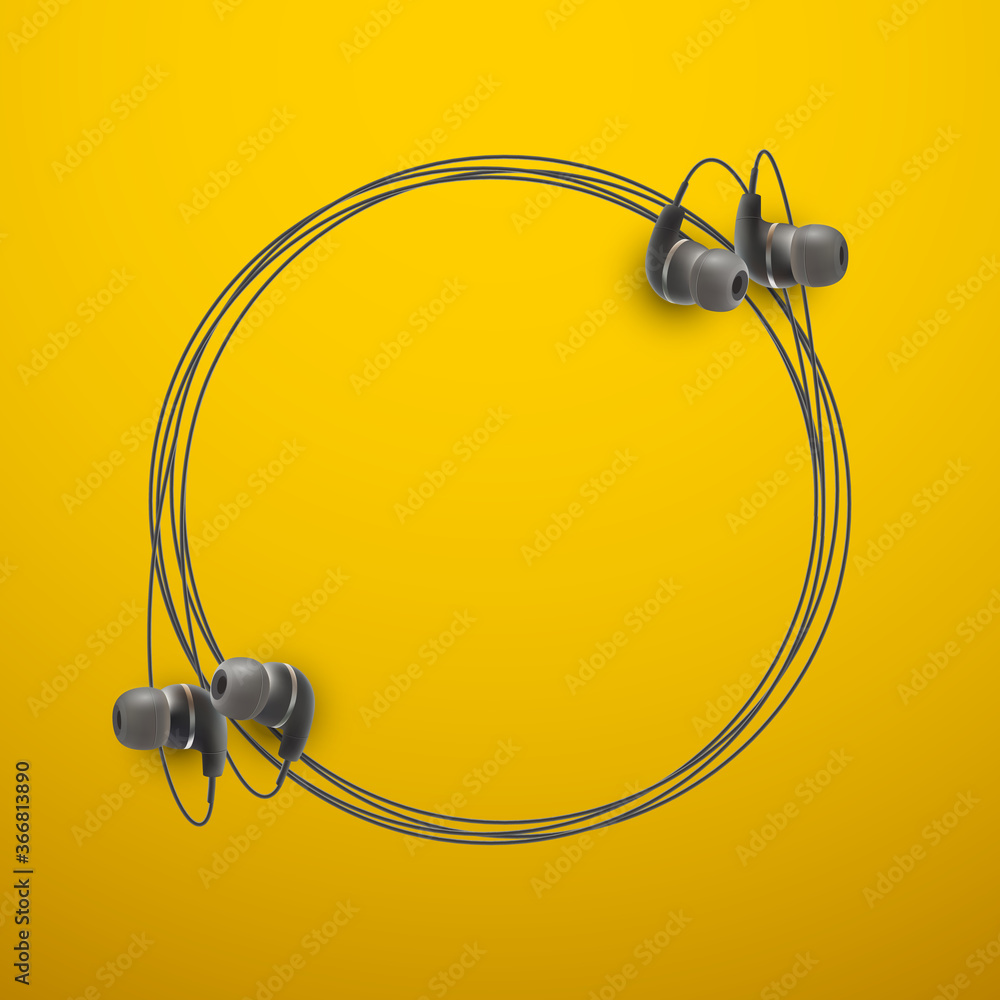 Innovative music quotation template in headphones quotes isolated on ...