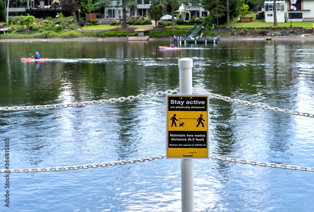 Sign posted by municipal government advises to stay active while ...